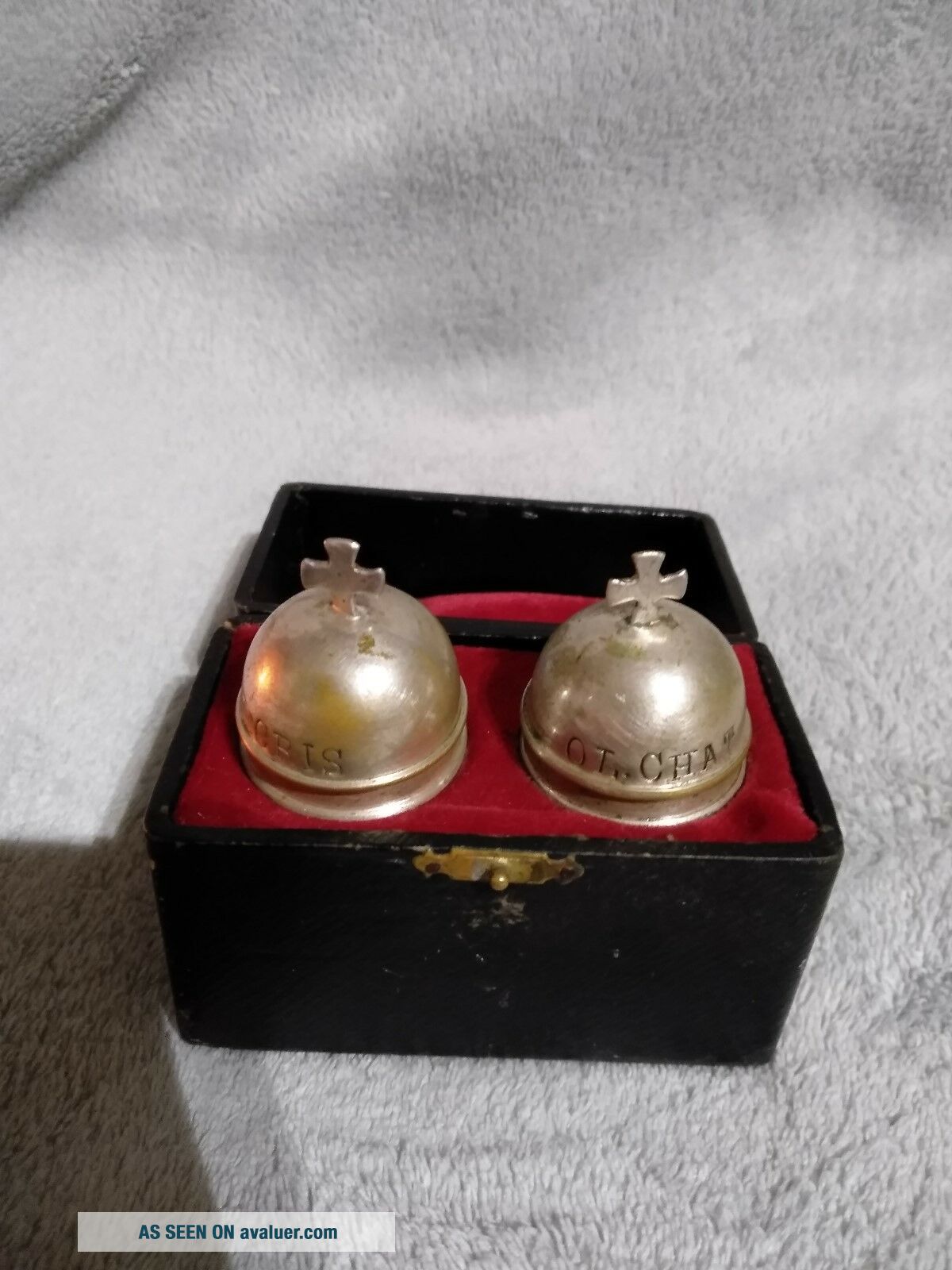 Vintage Rare CATHOLIC SACRISTY HOLY OIL STOCK COMPLETE Set FITTED CASE ...