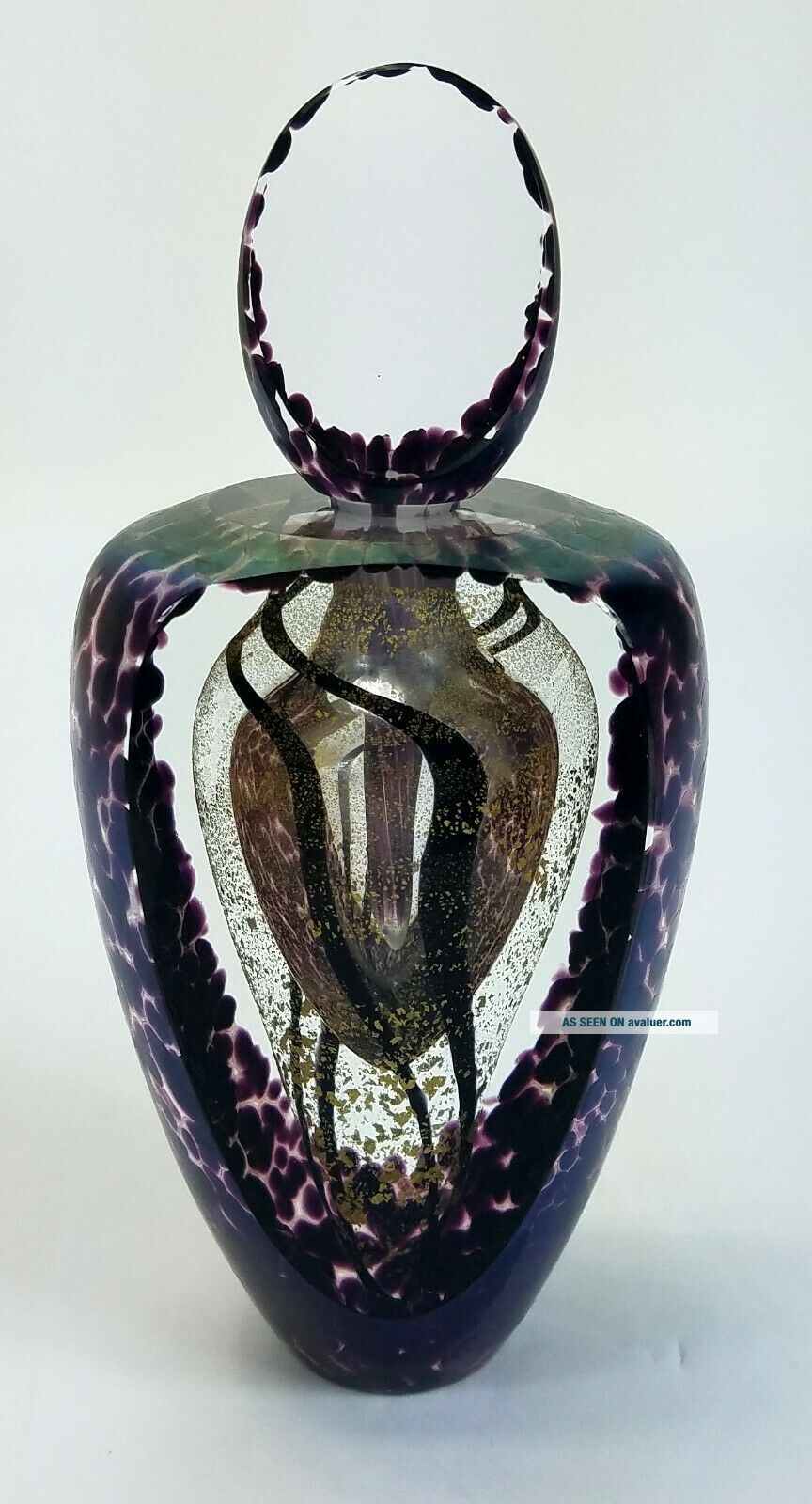 1993 Tim Lazer Glass Hand Blown Perfume Bottle Decanter Art Signed ...