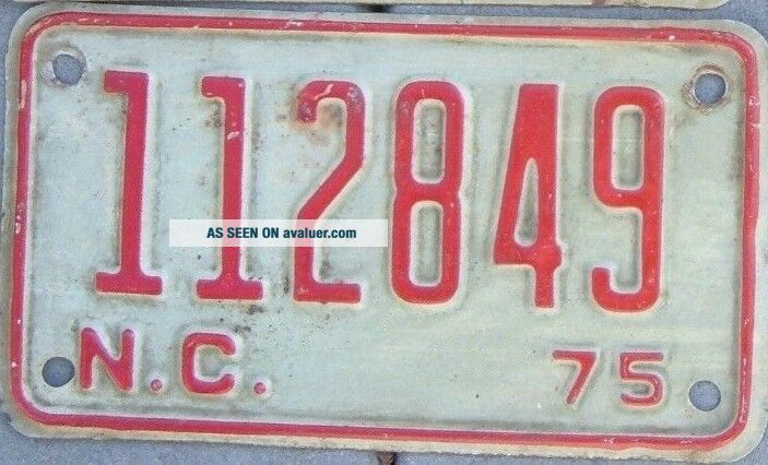 NORTH CAROLINA Vintage 1975 Motorcycle Cycle License Plate 112849 ...