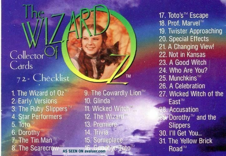 Wizard Of Oz By Duocards Trading Base Card Set 72 Cards 1996 | #4296735