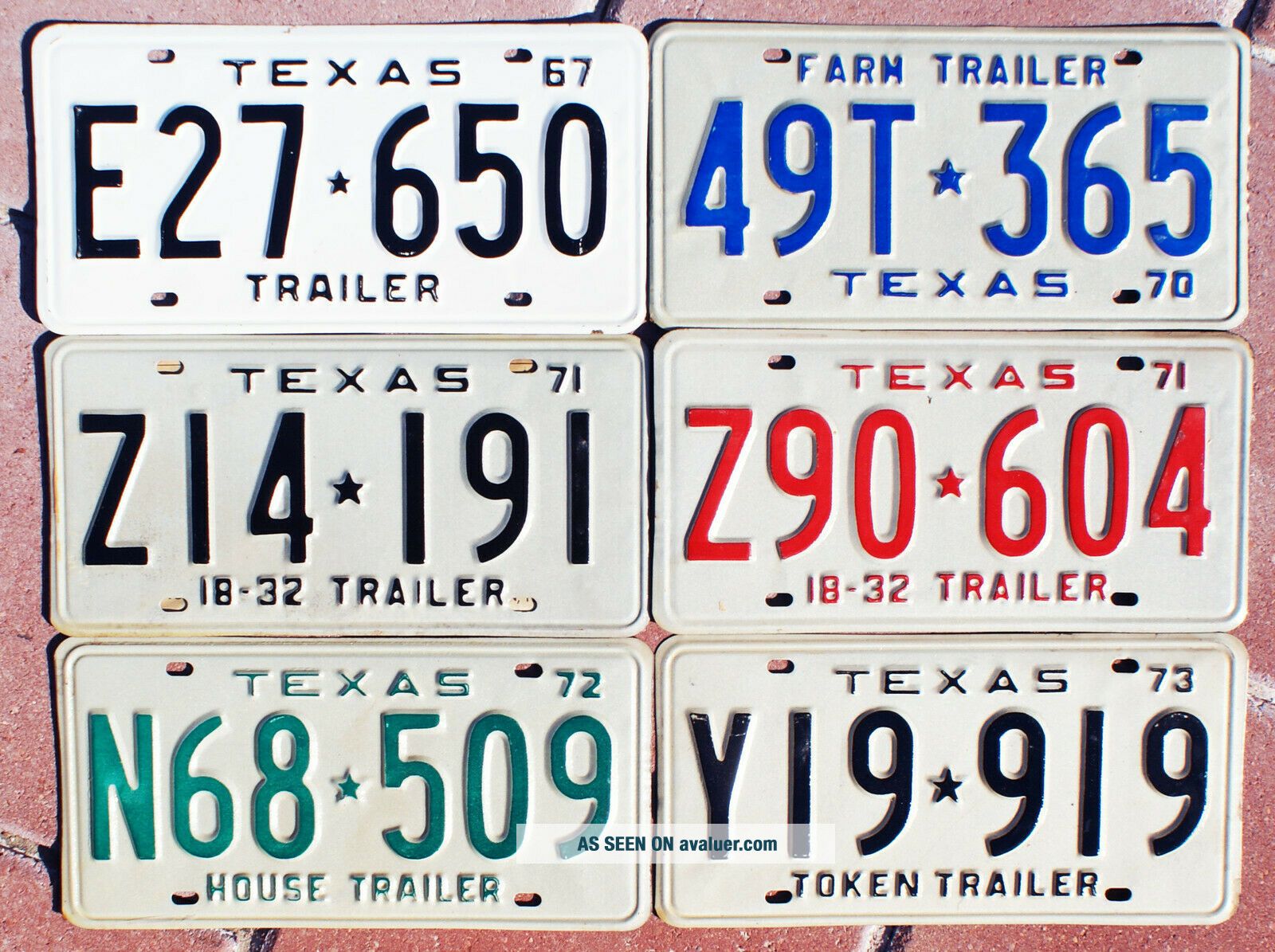 1967 - 1970 - 1971 - 1972 - 1973 Texas TRAILER License Plates | #4298367
