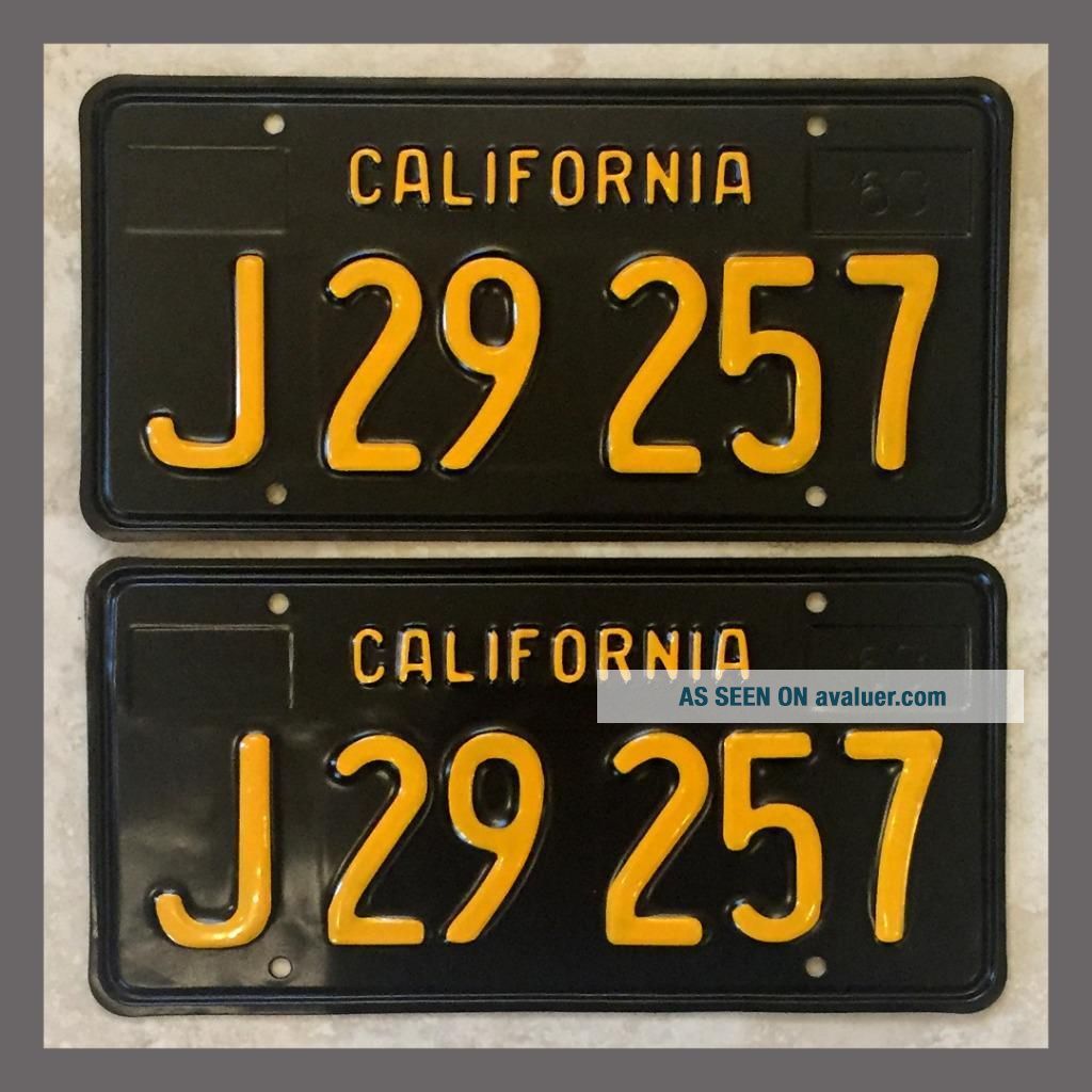 1963 CALIFORNIA Truck Commercial License Plates Pair Restored DMV Clear ...