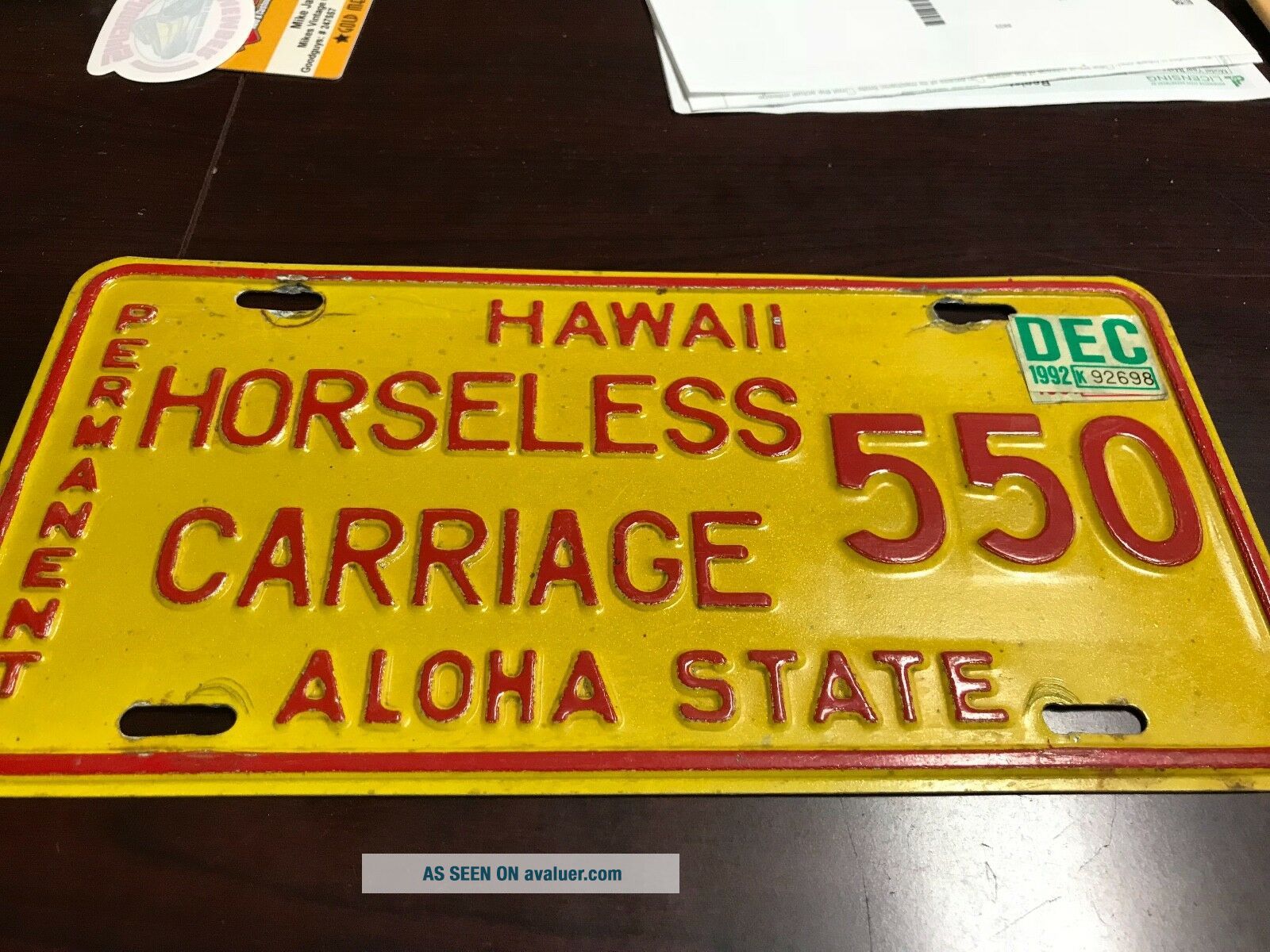 HAWAII HORSELESS CARRIAGE LICENSE PLATE 550 HARD TO FIND PLATE 1970 ' S ...