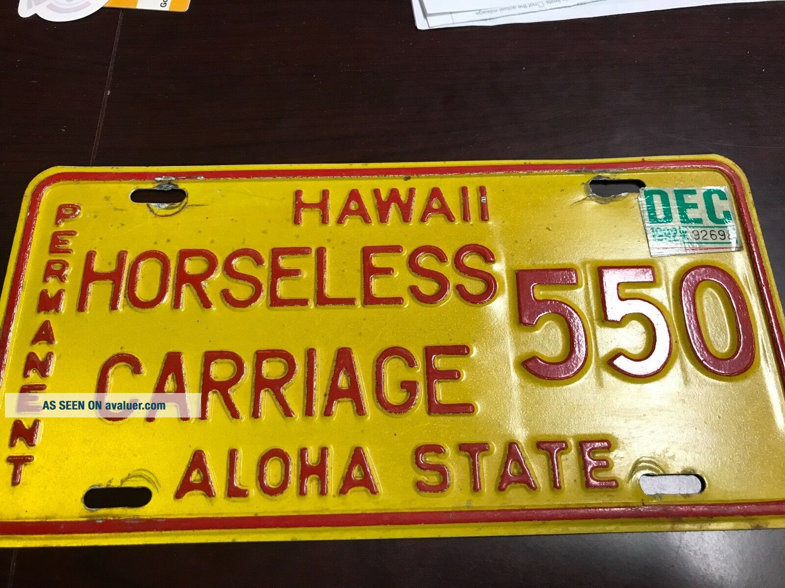 HAWAII HORSELESS CARRIAGE LICENSE PLATE 550 HARD TO FIND PLATE 1970 ' S ...