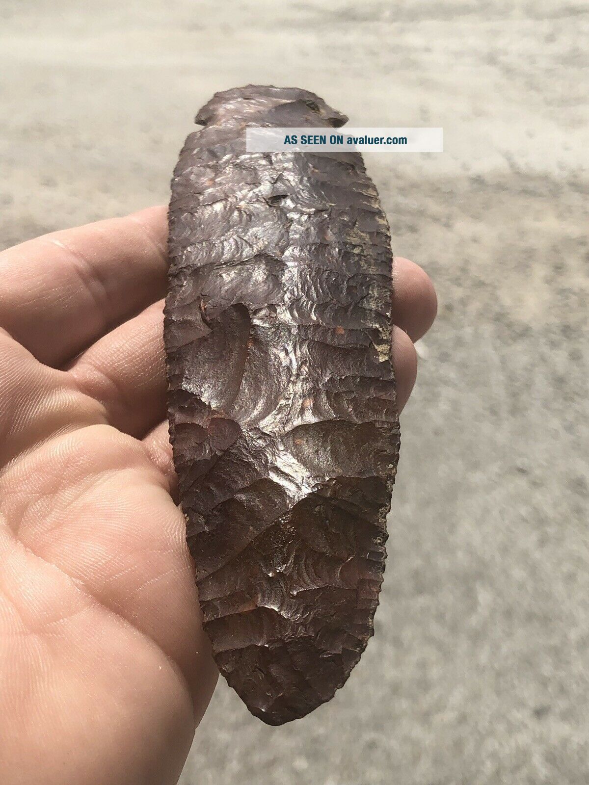 INCREDIBLE NEARLY 7” NOTCHED JASPER KNIFE BLADE FROM CRAWFORD CO PA ...