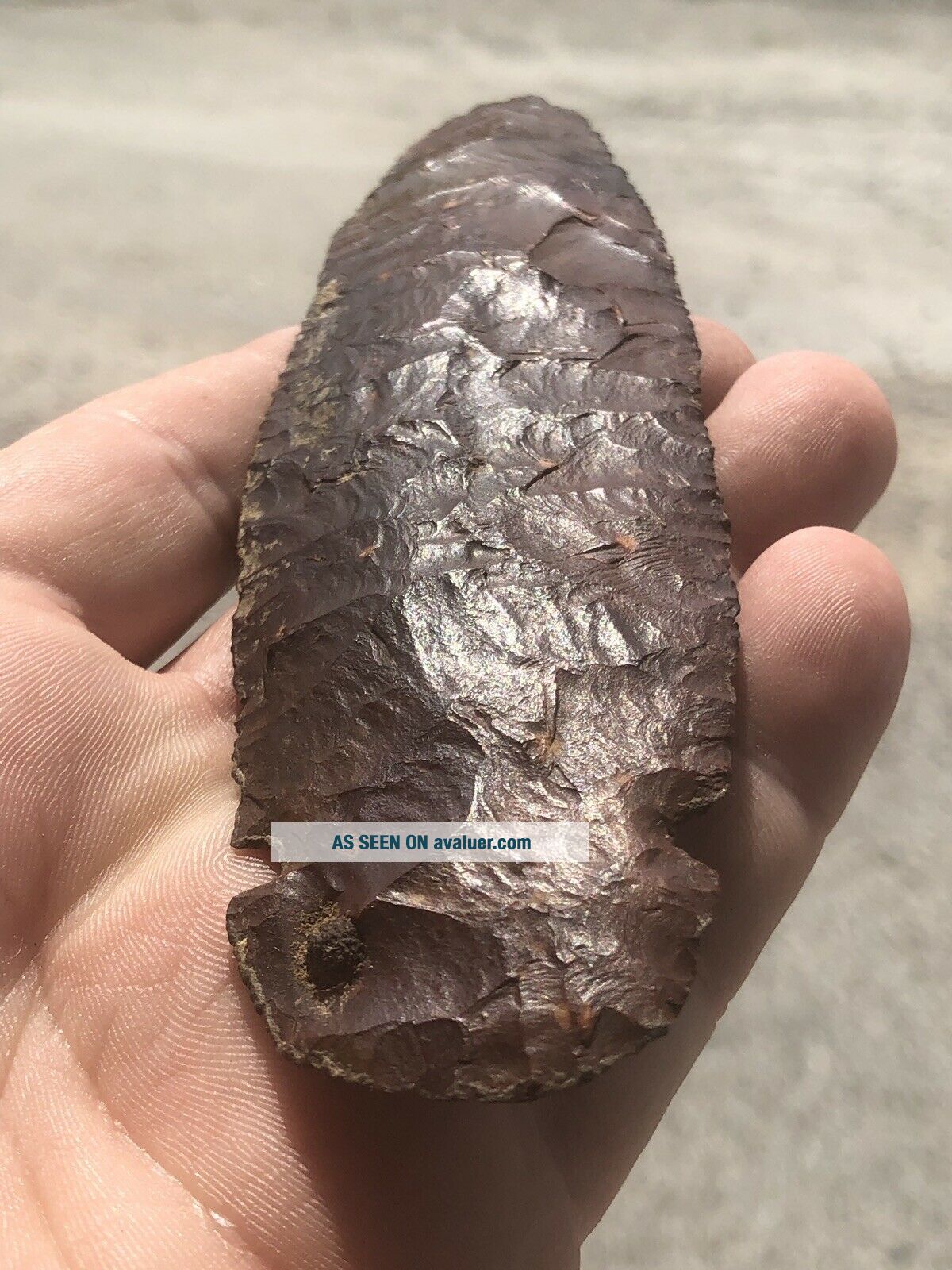 INCREDIBLE NEARLY 7” NOTCHED JASPER KNIFE BLADE FROM CRAWFORD CO PA ...