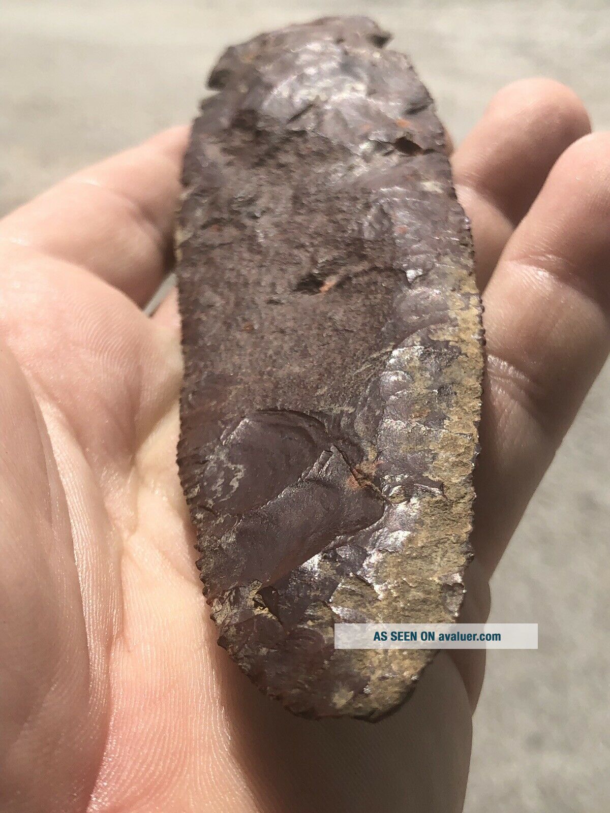 INCREDIBLE NEARLY 7” NOTCHED JASPER KNIFE BLADE FROM CRAWFORD CO PA ...