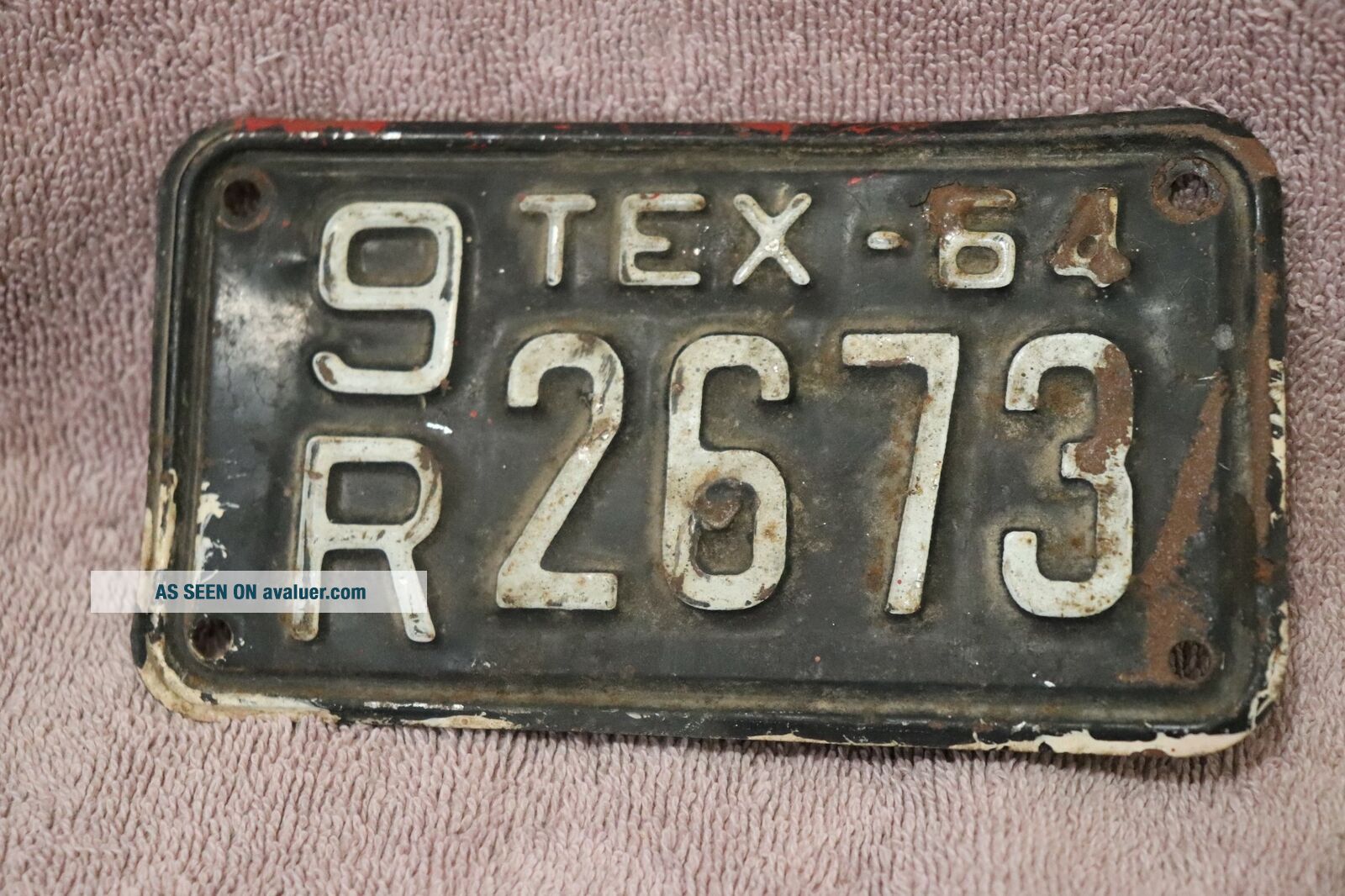 1964 Texas Motorcycle License Plate White On Black Untouched | #4320337
