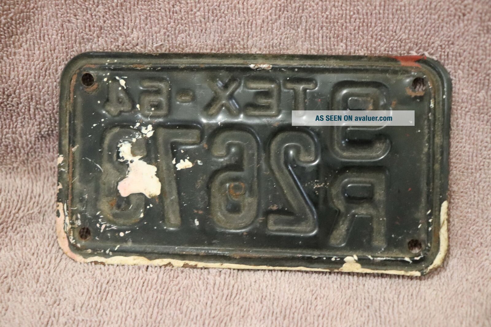 1964 Texas Motorcycle License Plate White On Black Untouched | #4320337