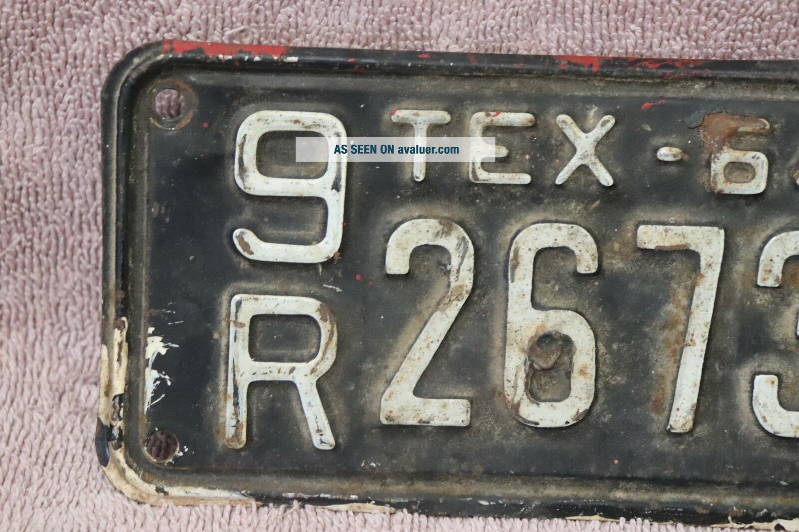 1964 Texas Motorcycle License Plate White On Black Untouched | #4320337