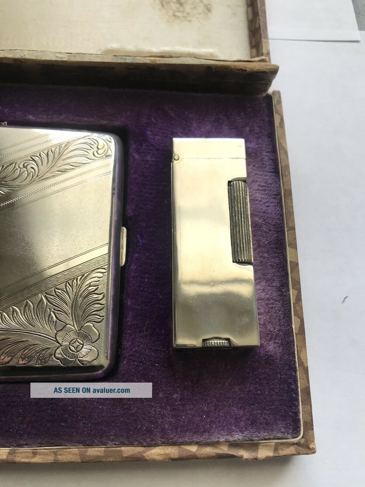1950’S STERLING SILVER ROSEN LIGHTER AND CIGARETTE CASE ROLLALITE EXC ...