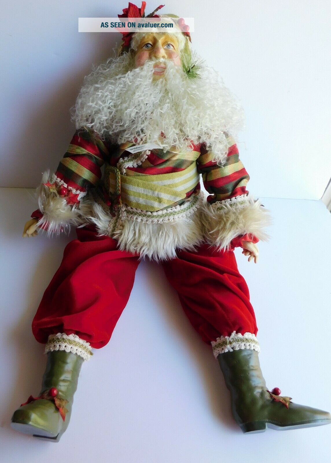 Large Stuffed Hand Sculptured Pine Lodge Santa Claus Figurine 25 ...
