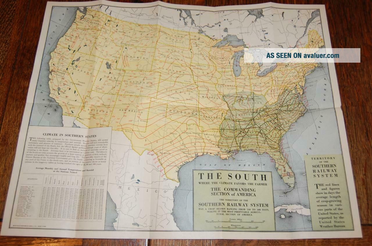 RARE SOUTHERN RAILWAY SYSTEM MAP THE SOUTH SECTION OF AMERICA SETTLERS ...