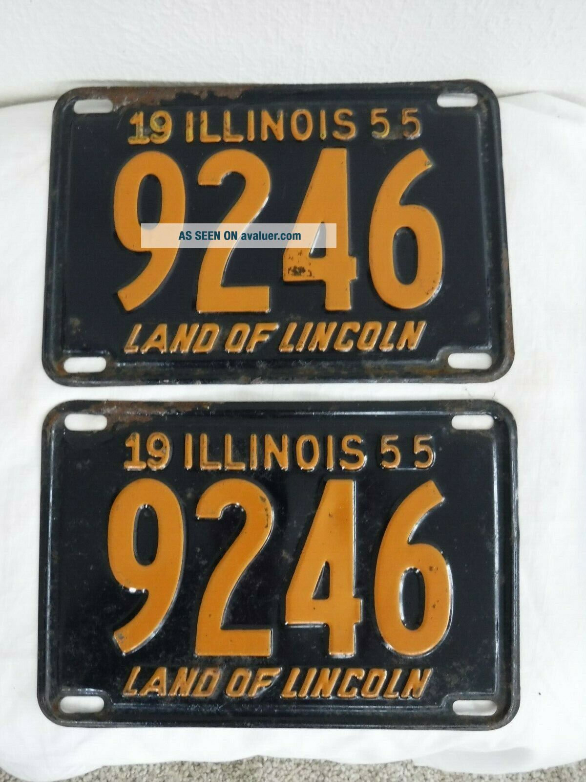 Vintage 1954 4 - Digit Illinois License Plate Set Pair | #4349079