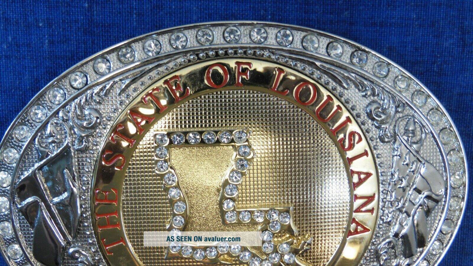 The State Of Louisiana Belt Buckle BLING Rhinestone Diamonds LARGE BIG ...