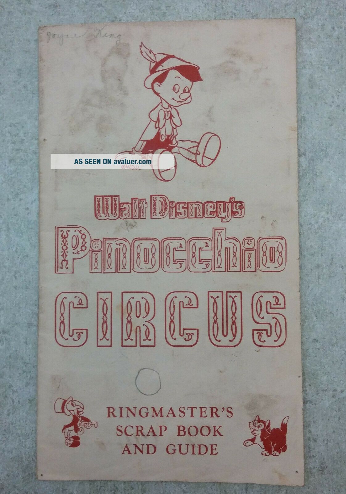 Disney Pinocchio Circus Ringmaster ' S Scrap Book Guide, Nearly ...
