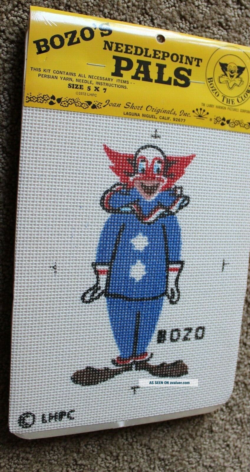 Vintage 1970 ' S BOZO THE CLOWN NEEDLEPOINT PALS Larry Harmon Pictures ...