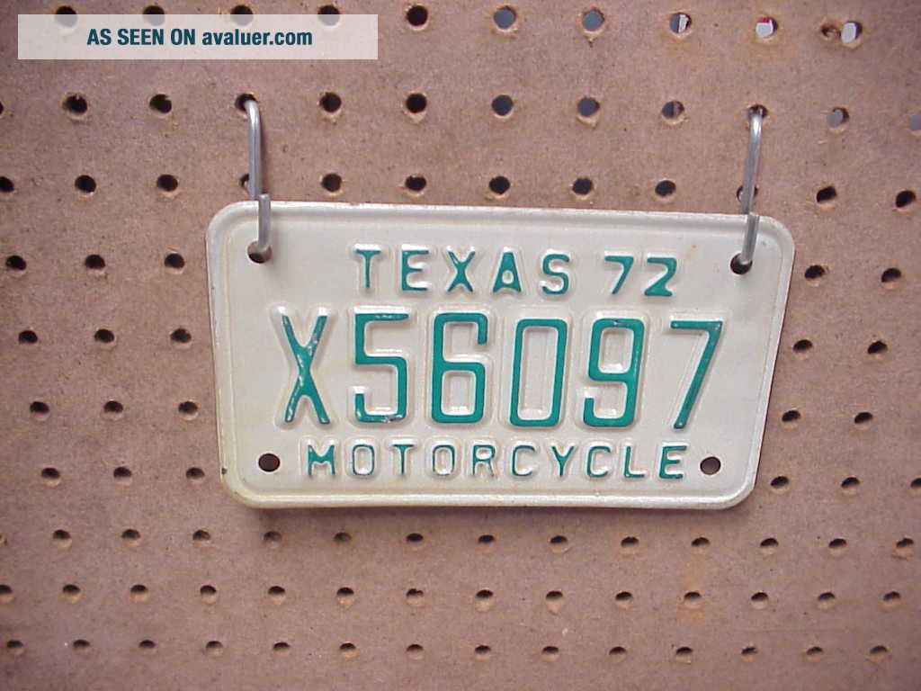 1972 TEXAS MOTORCYCLE LICENSE PLATE OLD STOCK NO X 56097 | #4378060