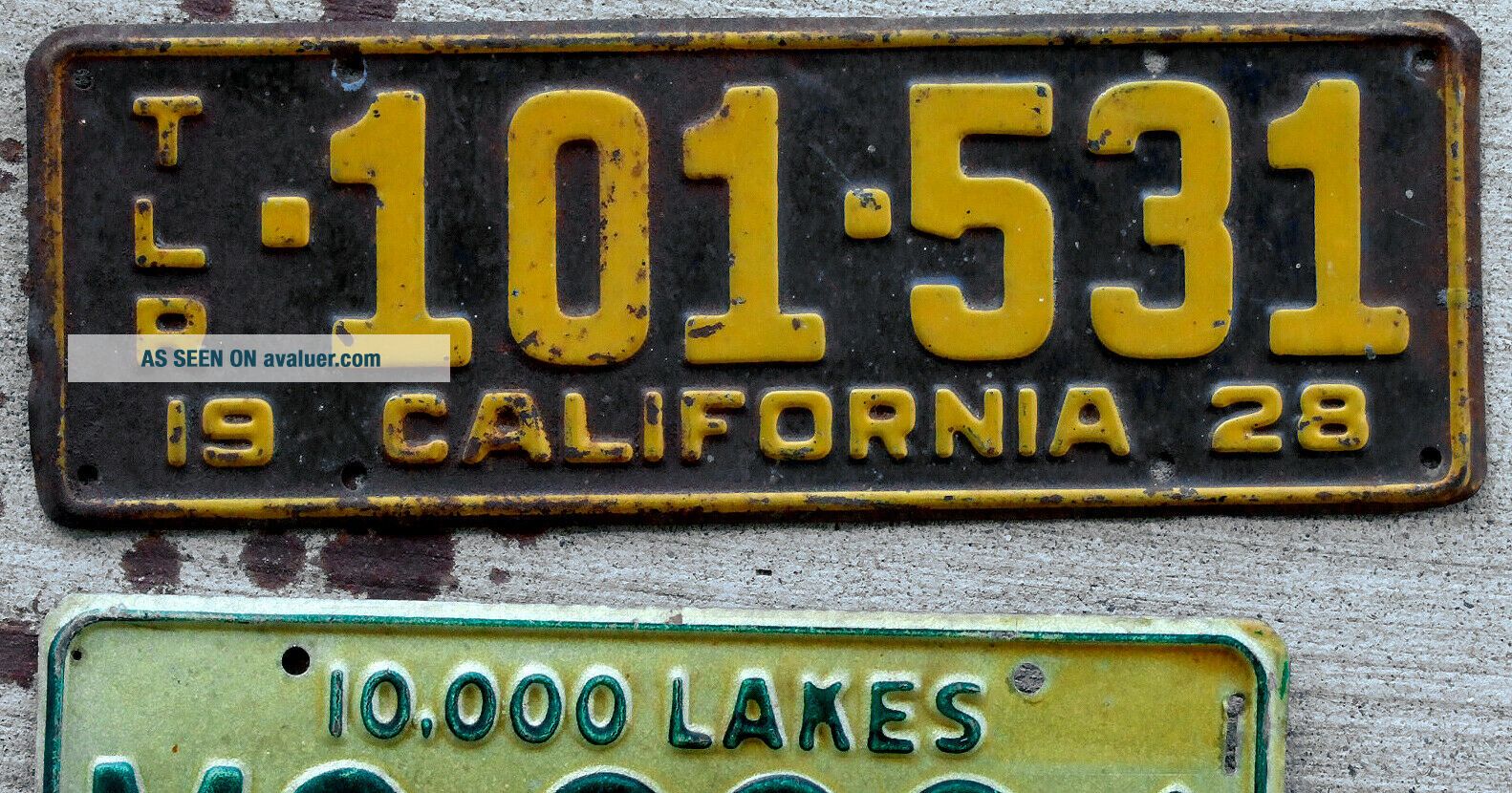 1928 Orange On Black California TRAILER License Plate | #4389955