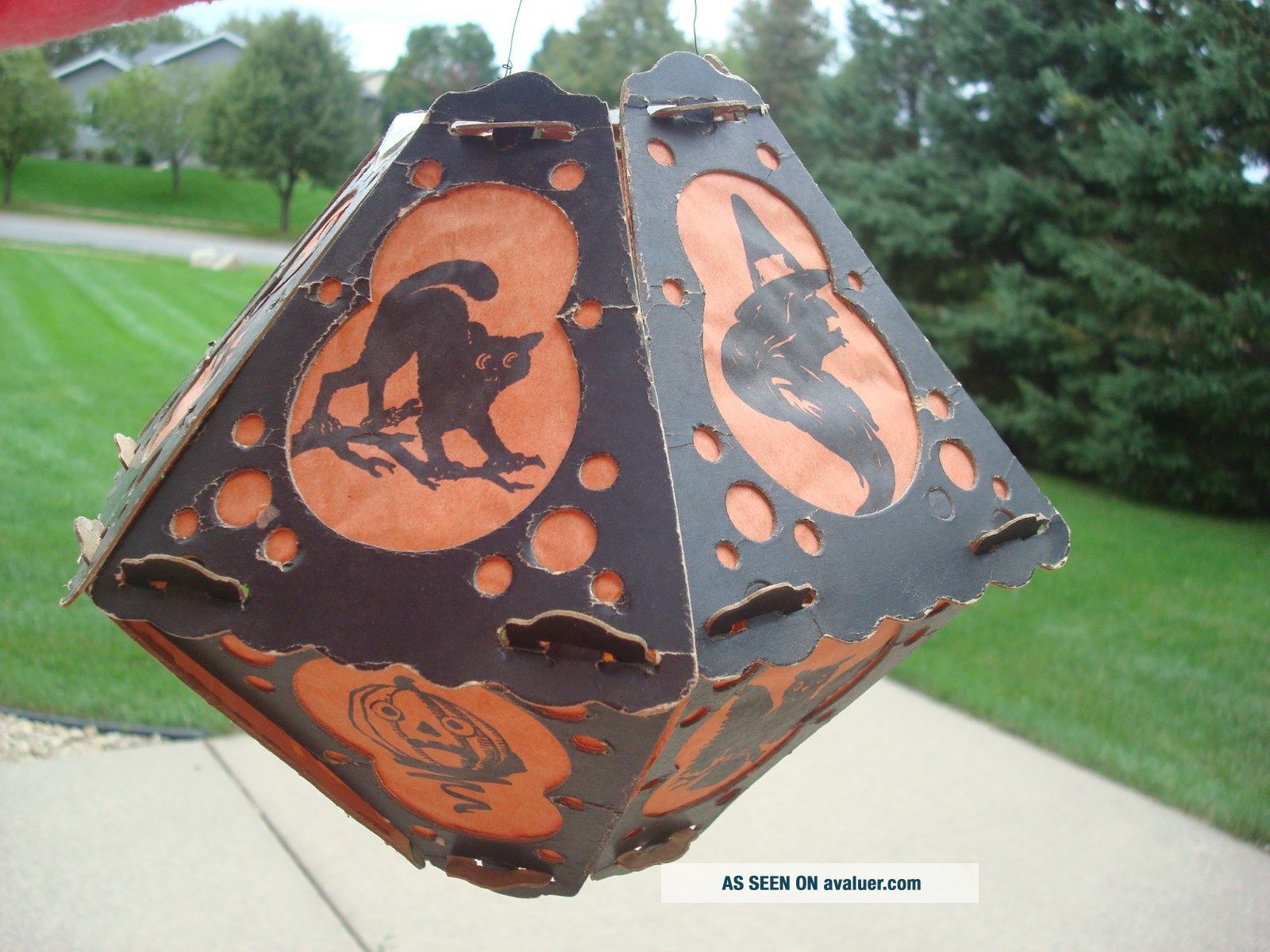 Very Rare Vintage HALLOWEEN HANGING PAPER LANTERN 6 Sided Top And ...