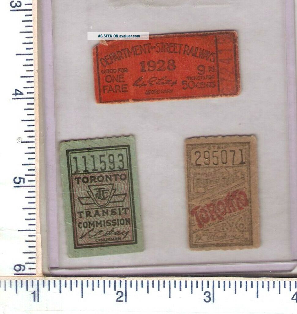, 3 Vintage Toronto Transit Commission Tickets (Toronto Ontario) | #4428004
