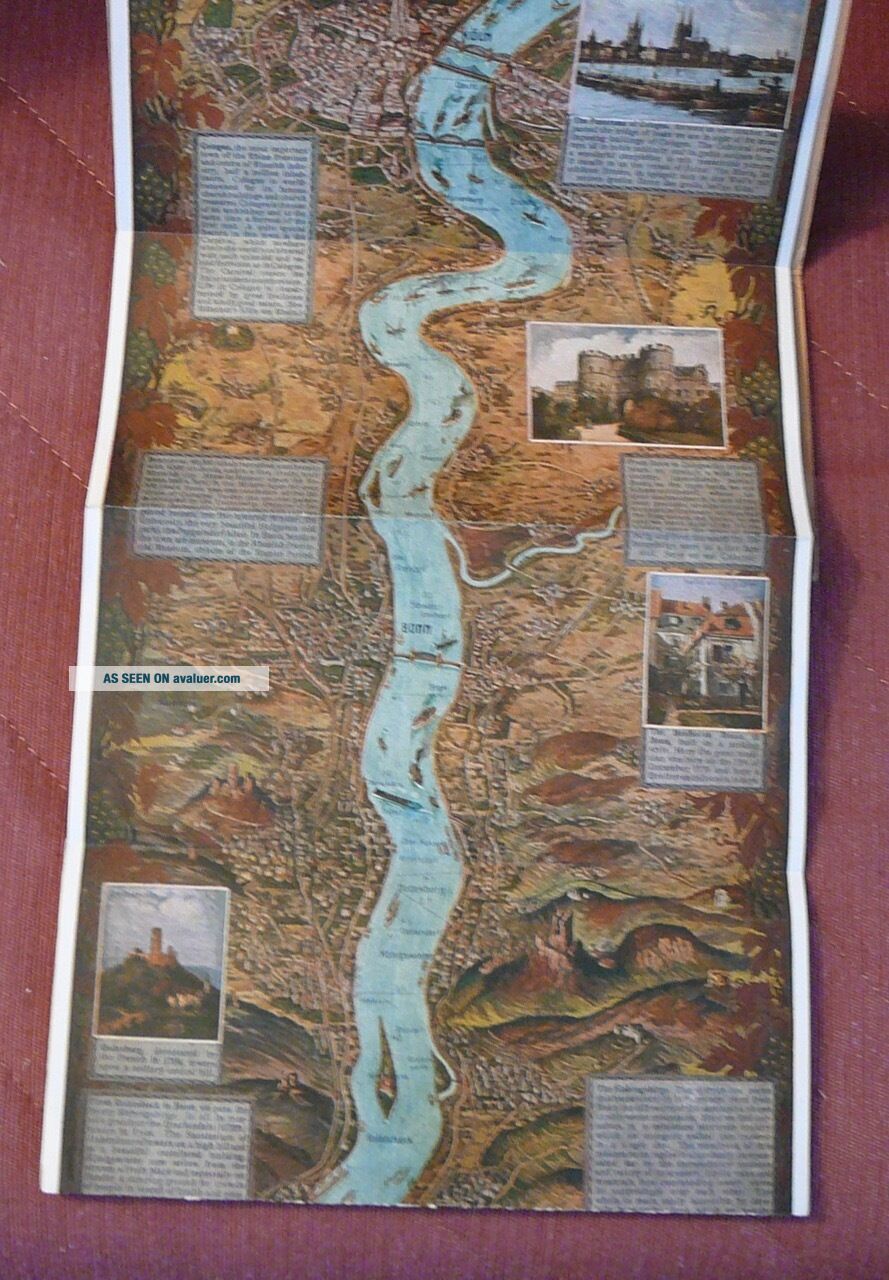1920s Fold Out Map Of Relief Map Of Rhine River - Lovely | #4466292
