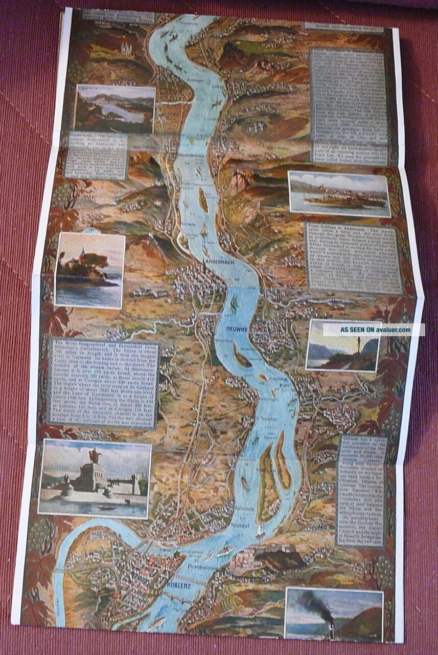 1920s Fold Out Map Of Relief Map Of Rhine River - Lovely | #4466292