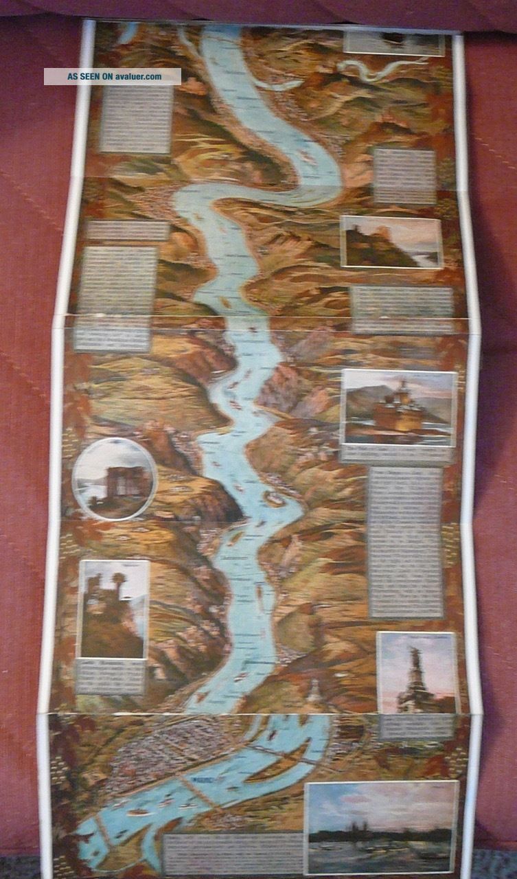 1920s Fold Out Map Of Relief Map Of Rhine River - Lovely | #4466292