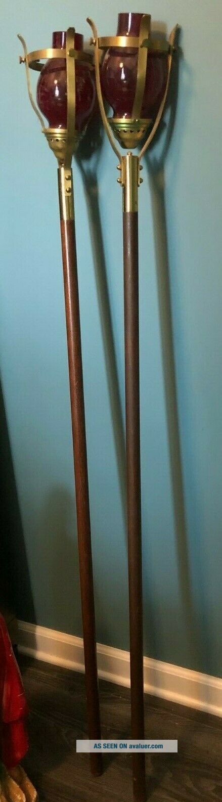 2 RARE ANTIQUE WOOD BRASS W/RED GLASS CATHOLIC CHURCH ALTAR ...