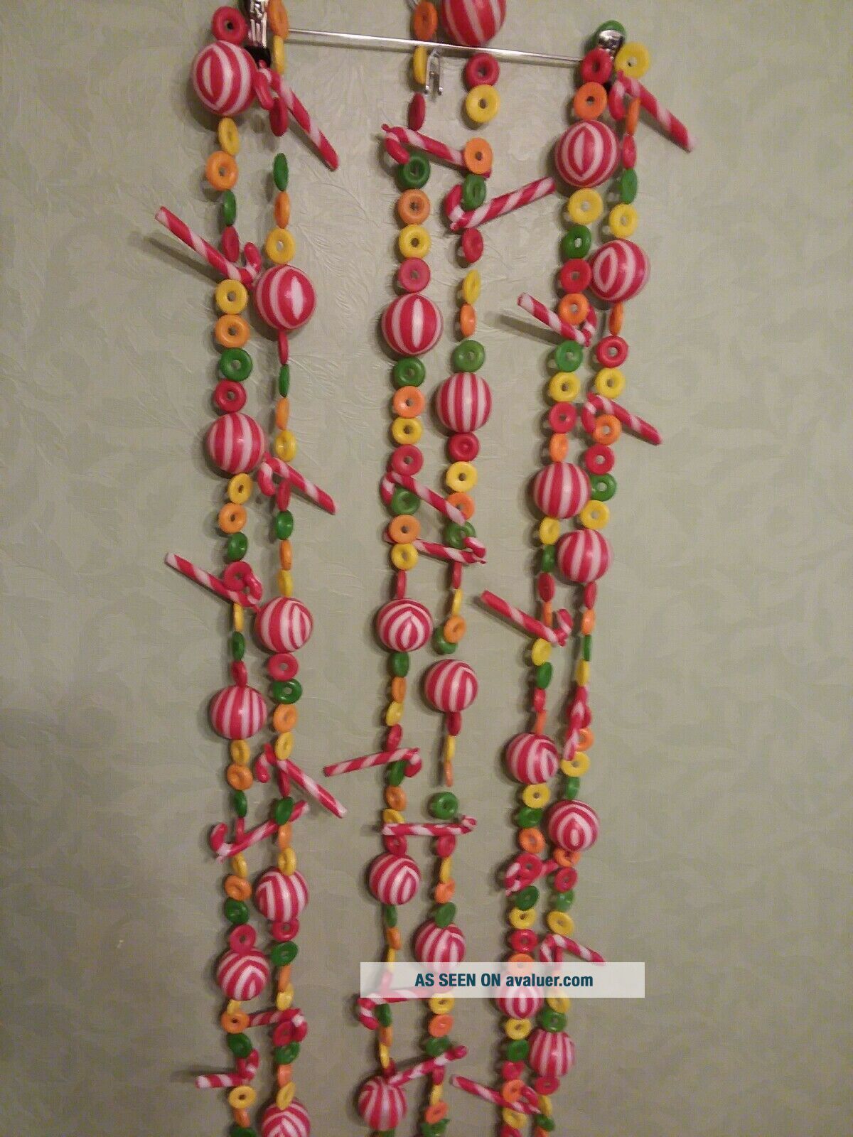 3 Vintage Christmas Garland Blow Mold Plastic Candy Cane Lifesavers ...