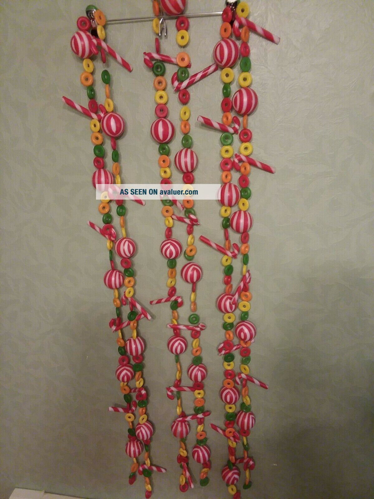 3 Vintage Christmas Garland Blow Mold Plastic Candy Cane Lifesavers ...