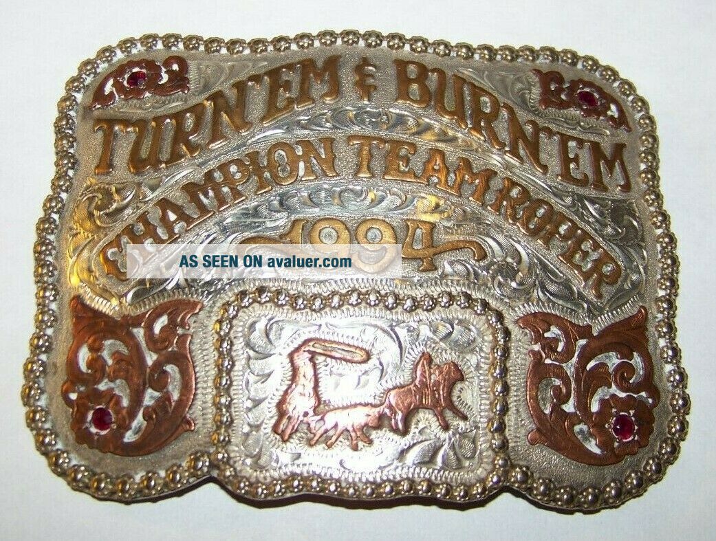 Red Bluff Buckle 1994 Turn ' Em & Burn ' Em Champion Team Roper Western ...