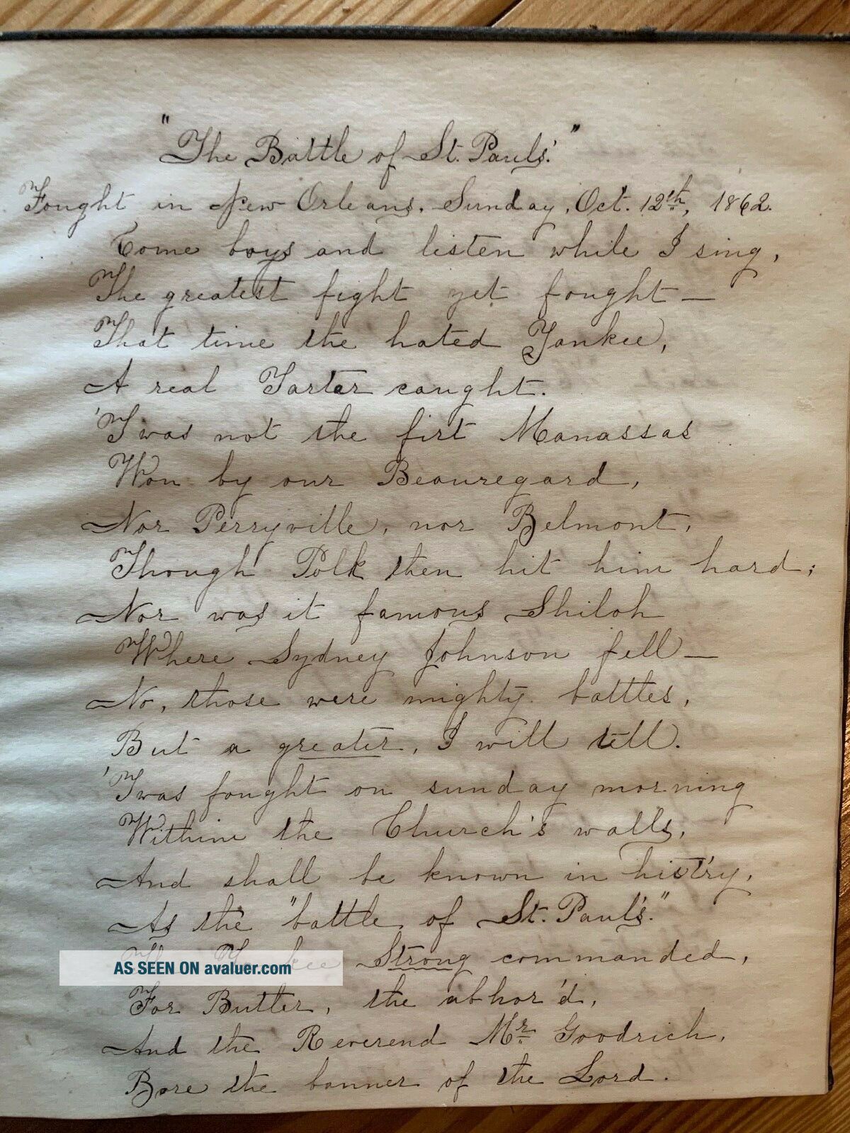 1860s Handwritten Album Edgar Allan Poe Civil War Poems Stonewall ...