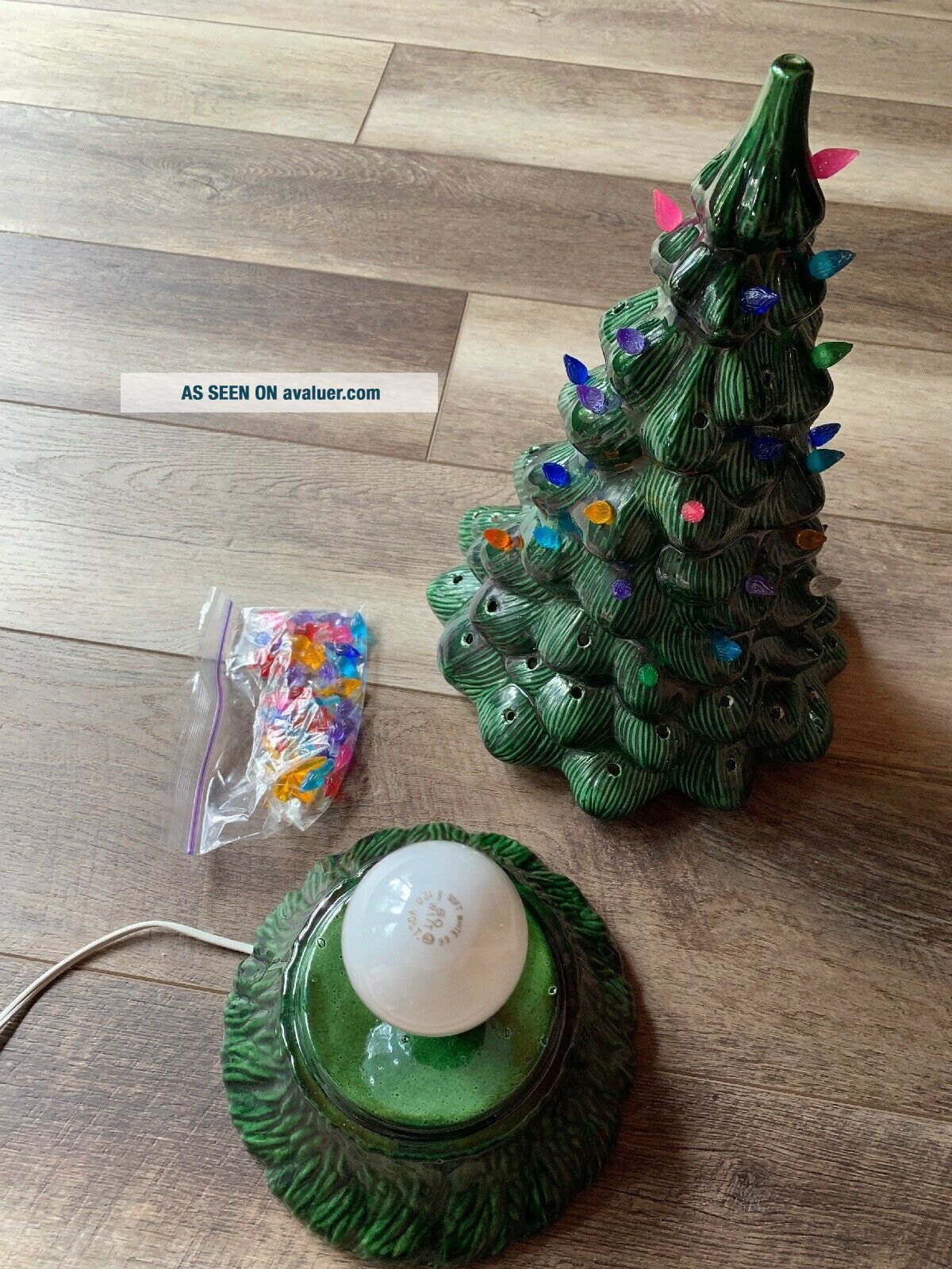 VINTAGE GREEN CERAMIC LIGHT UP CHRISTMAS TREE - 19 " LIGHTS Complete ...