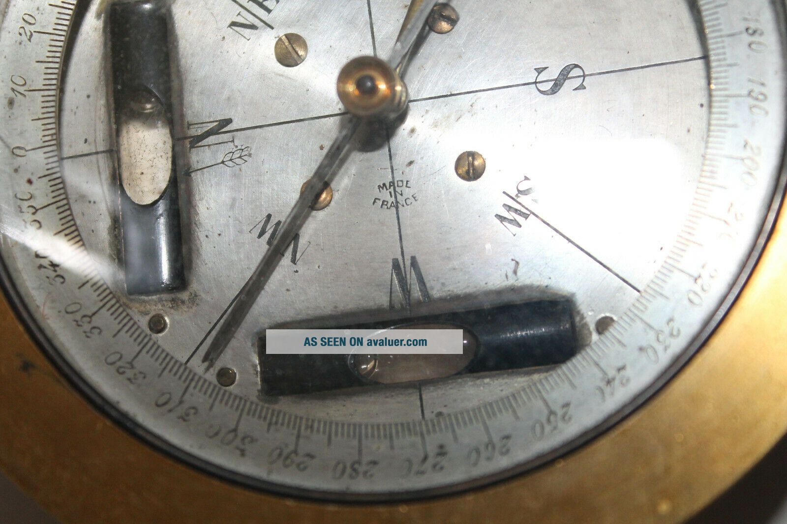 Vintage Brass Surveyor ' S Compass Made In France W/ Box | #4487664