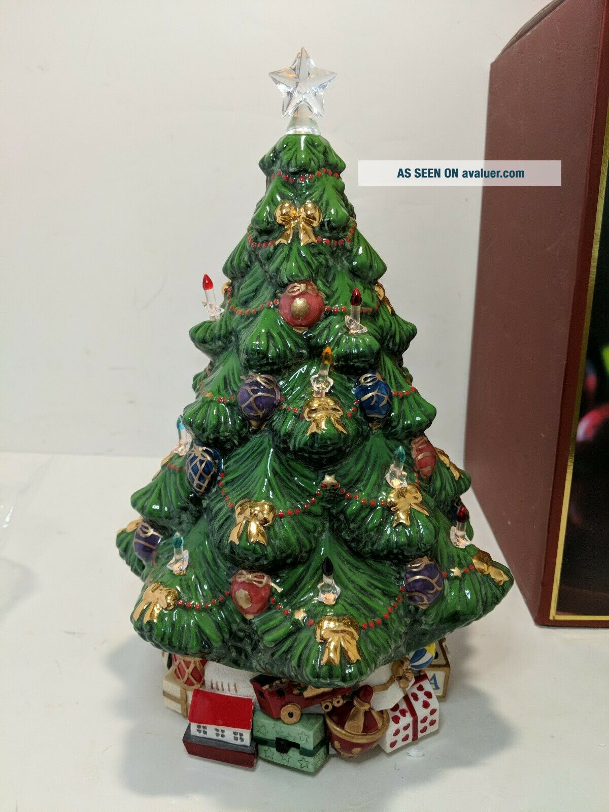 Christmas Tree Lenox Holiday Village Rotating Musical Colored Lights ...