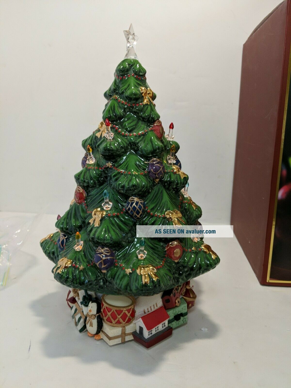 Christmas Tree Lenox Holiday Village Rotating Musical Colored Lights ...