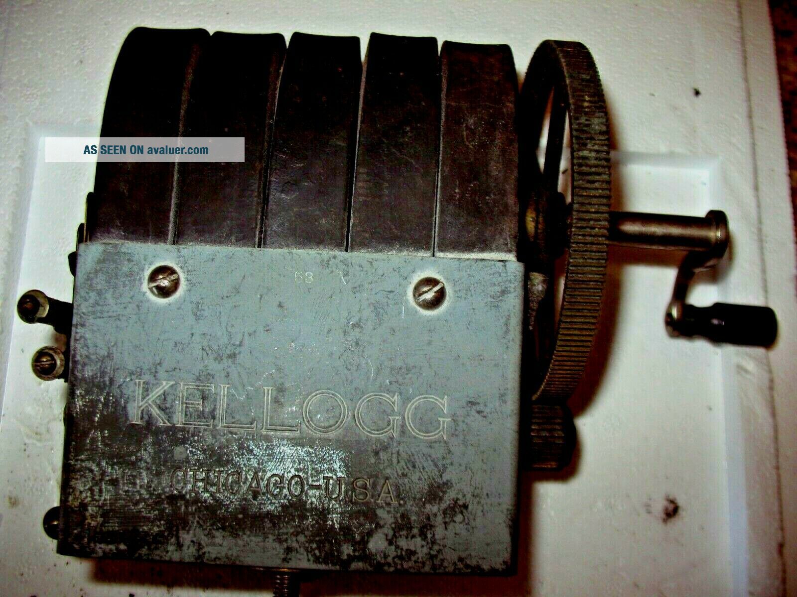 Antique Kellogg 5 - Bar Wall Telephone Magneto Generator With Crank ...