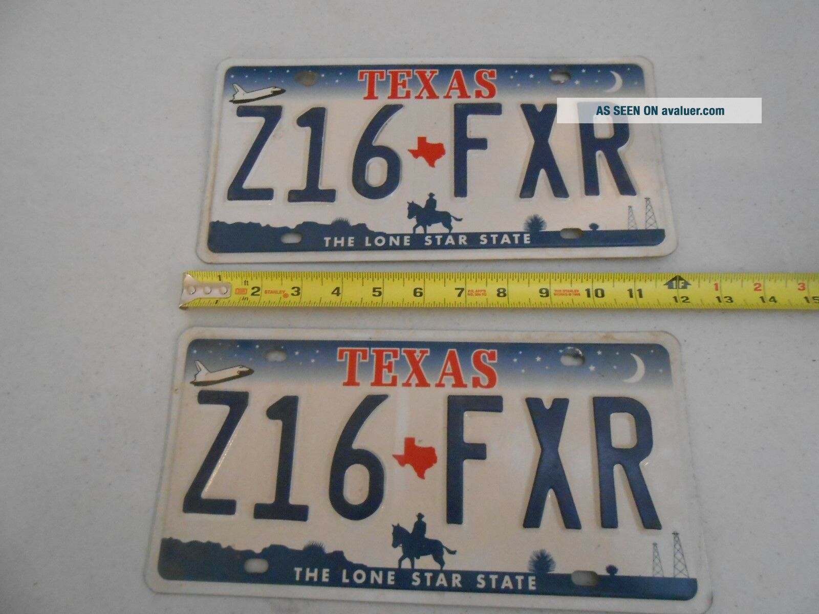 1980S SET TWO TEXAS LICENSE PLATES PERSONAL SPACE SHUTTLE Z16 FXR RARE ...