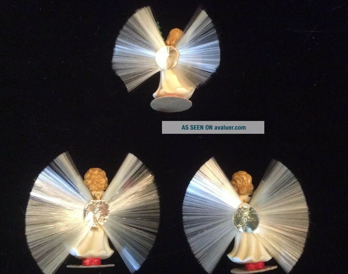 Vintage Angel Christmas Ornaments Spun Glass Wings Western Germany SET ...