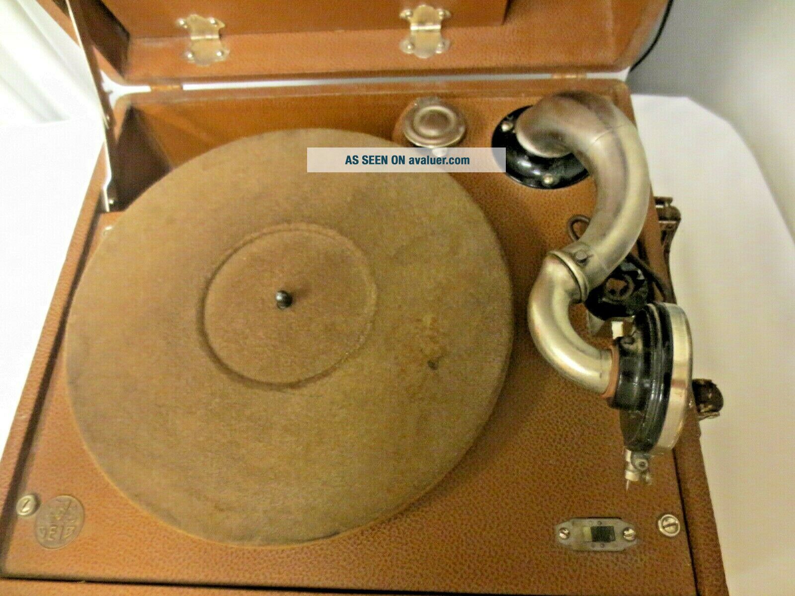 Vtg Geib Victrola Style Record Player Suitcase Phonograph - Hand Crank ...