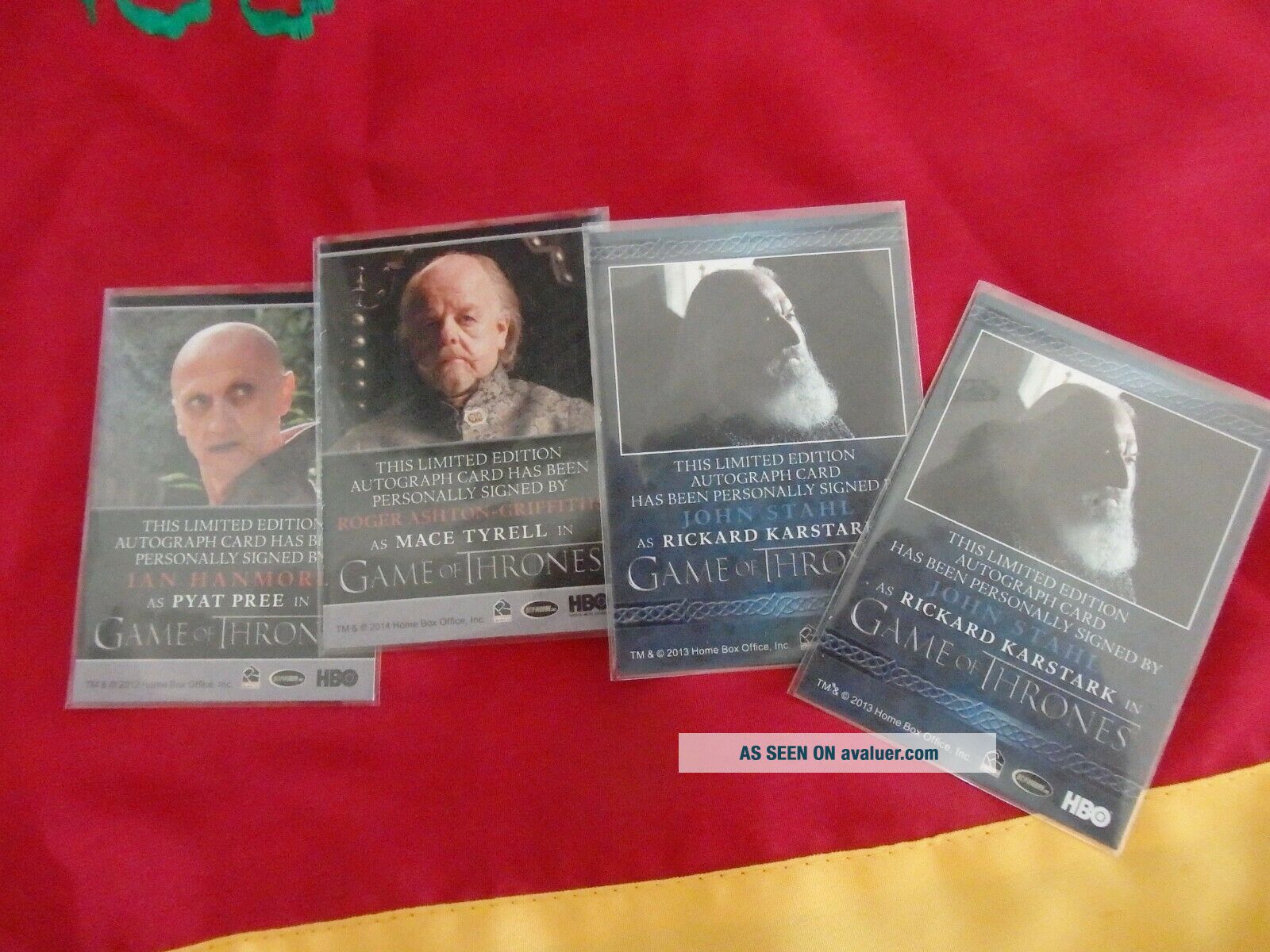 4x Game Of Thrones Season 4 Autograph Cards Stark Tyrell Etc | #4476366
