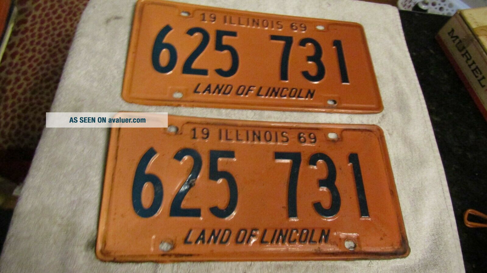 Vintage 1969 Illinois License Plate Matched Pair Set 625 731 License ...