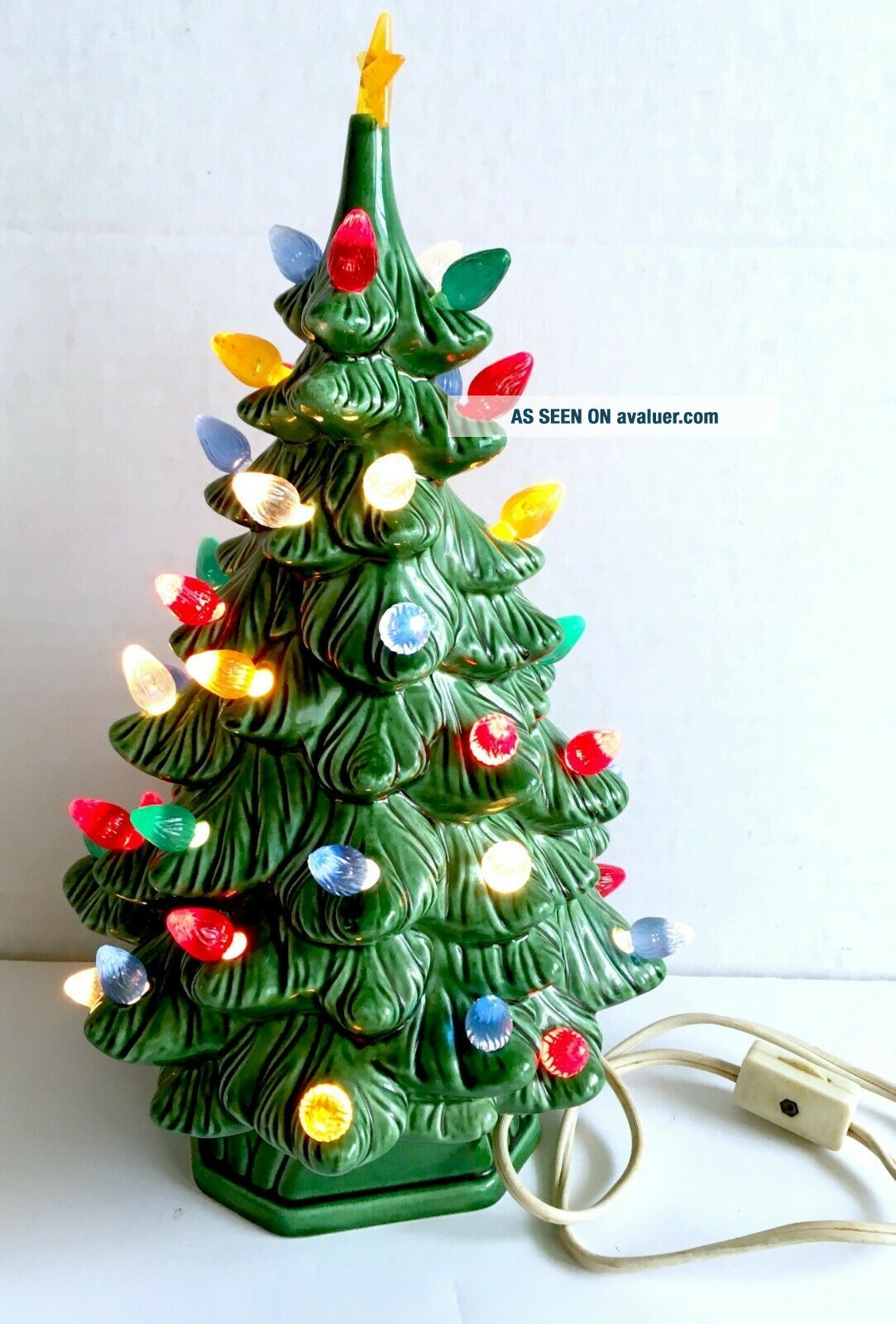 Vintage 1968 Holland Mold 11 " Green Ceramic Lighted Christmas Tree ...