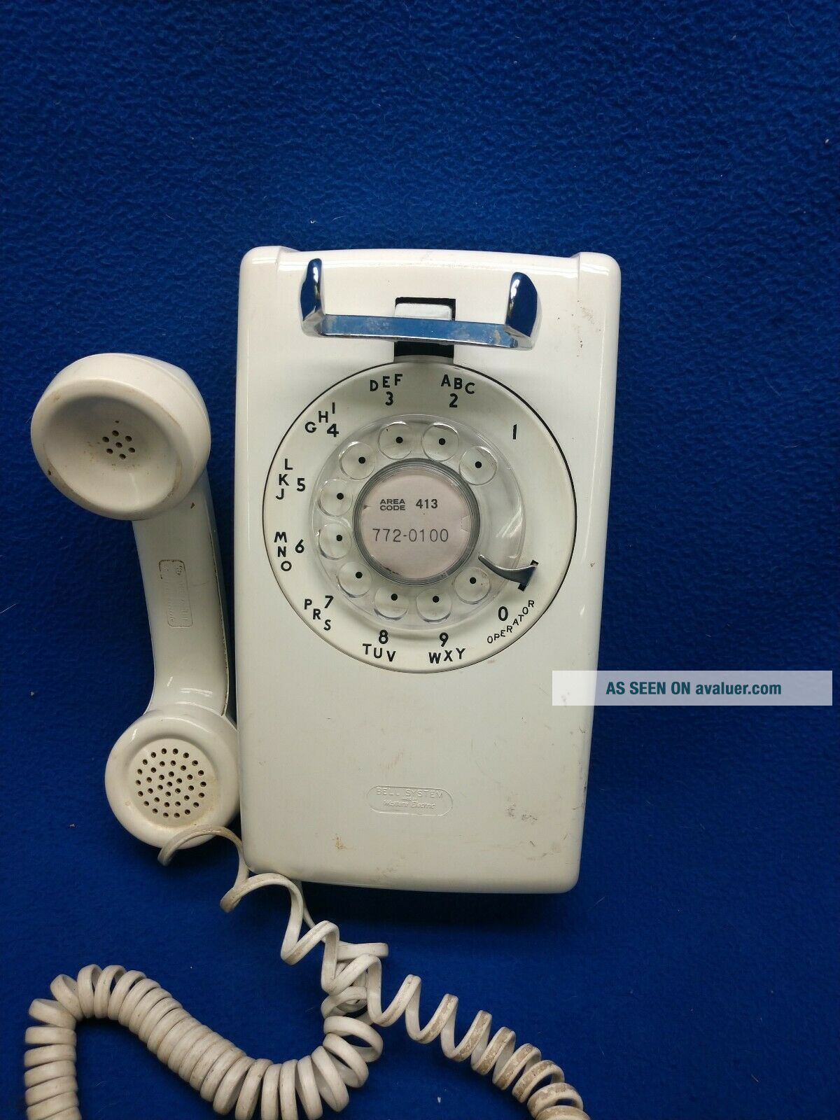 ROTARY DIAL WALL TELEPHONE PHONE WESTERN ELECTRIC WHITE CREAM BELL ...