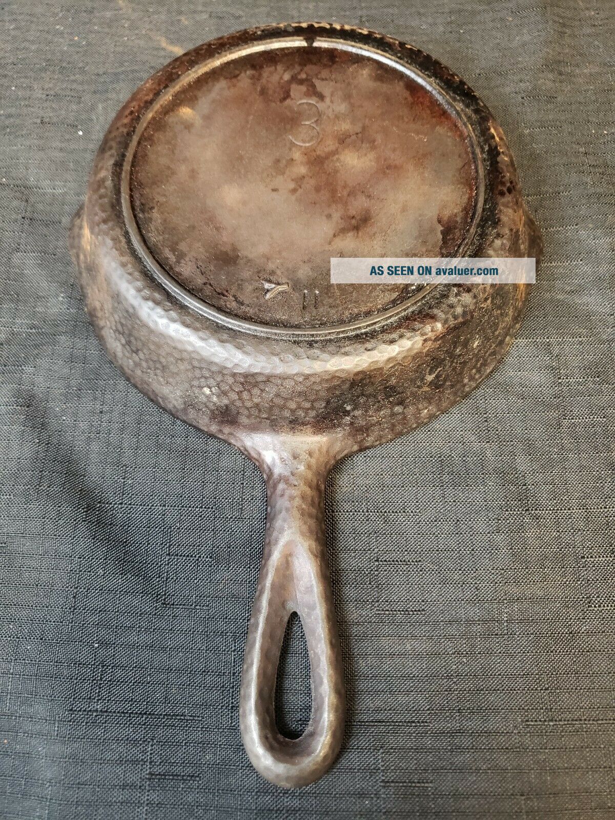 VTG HAMMERED LODGE SINGLE NOTCH 3 RAISED Y CAST IRON SKILLET UNMARKED ...