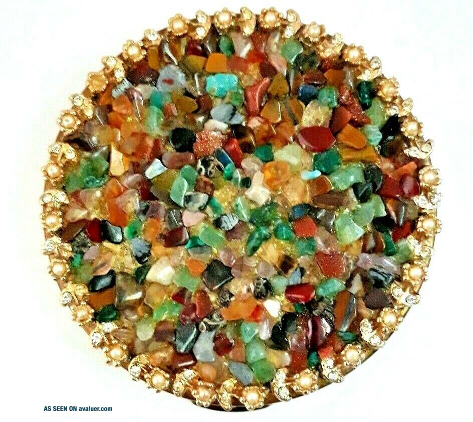 Vintage Trickettes Weisner Of Miami Powder Compact Jeweled With Stones ...