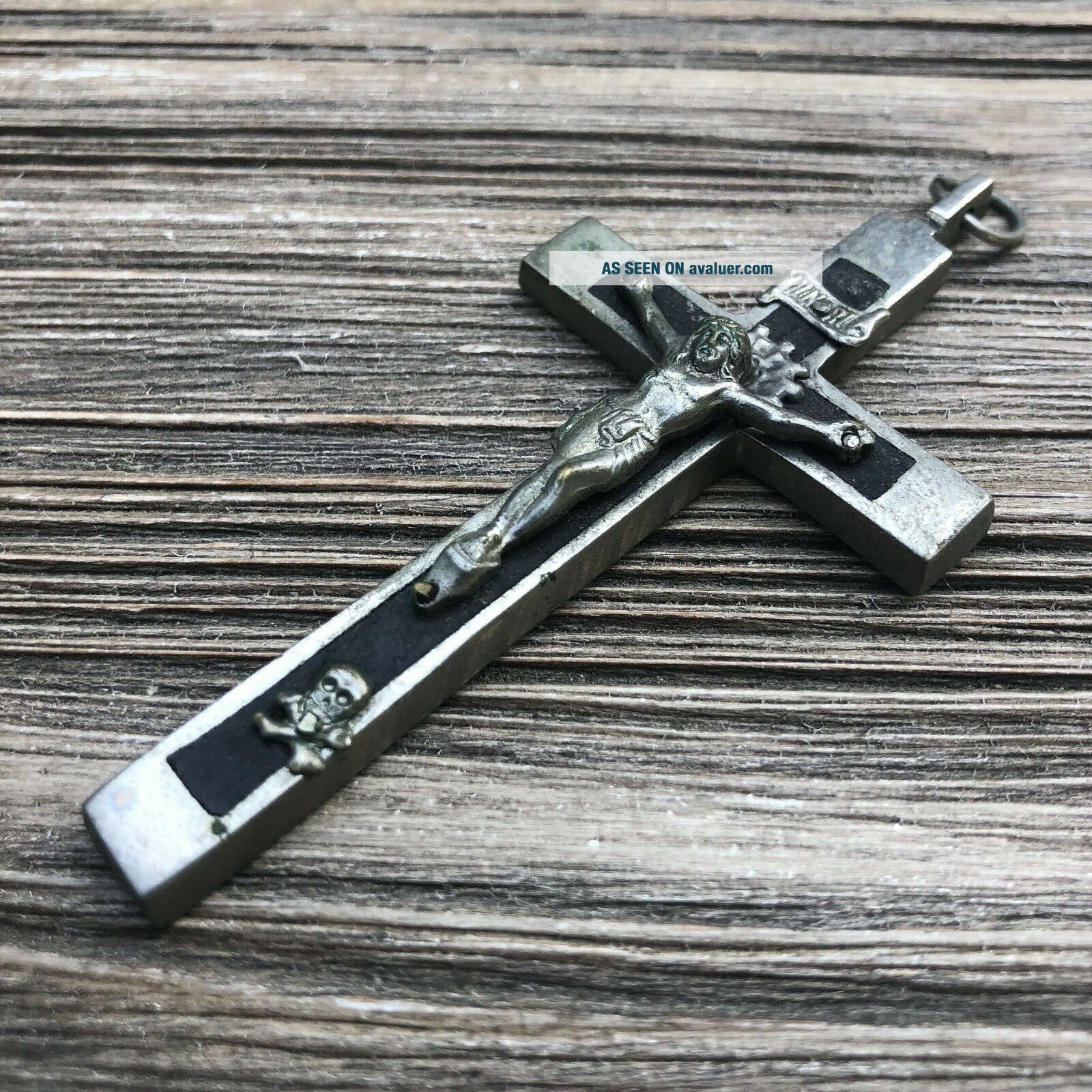 Vintage Antique Early Brass Crucifix Skull & Cross Bones Jesus Pendant ...