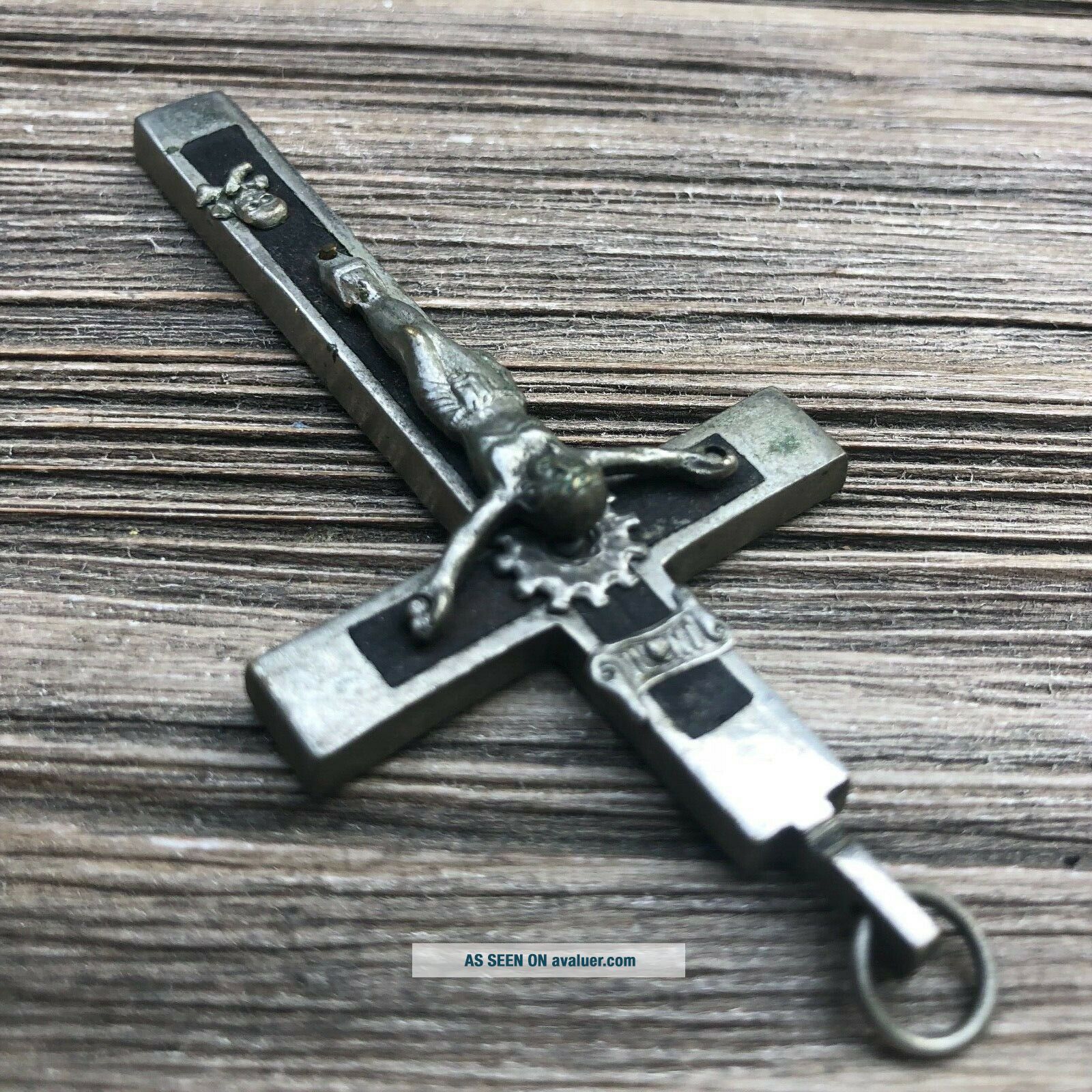Vintage Antique Early Brass Crucifix Skull & Cross Bones Jesus Pendant ...