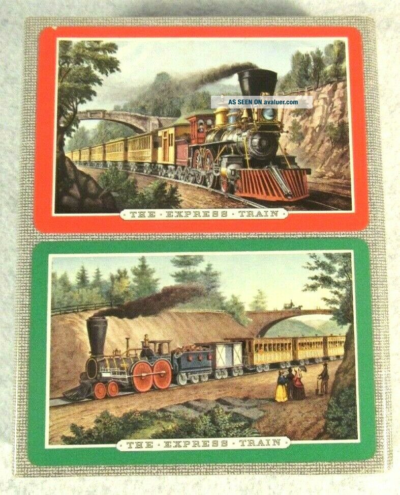 The Express Train Playing Cards Collector Railroad Double Deck Box Vtg ...